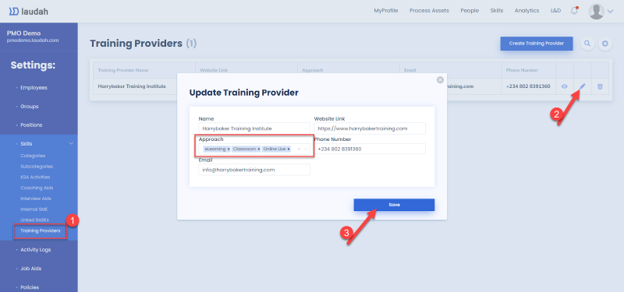 How to edit Training Provider Approach - Laudah Help Centre